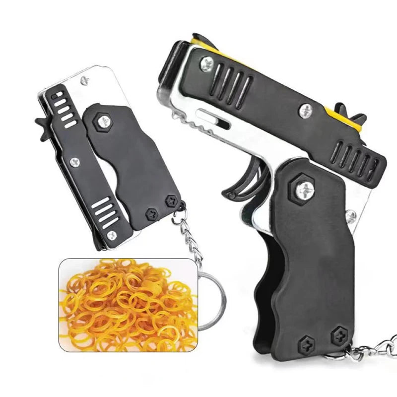 Mini Rubber Band Gun Keychain | Folding Toy Shooter – Bust-Down Books