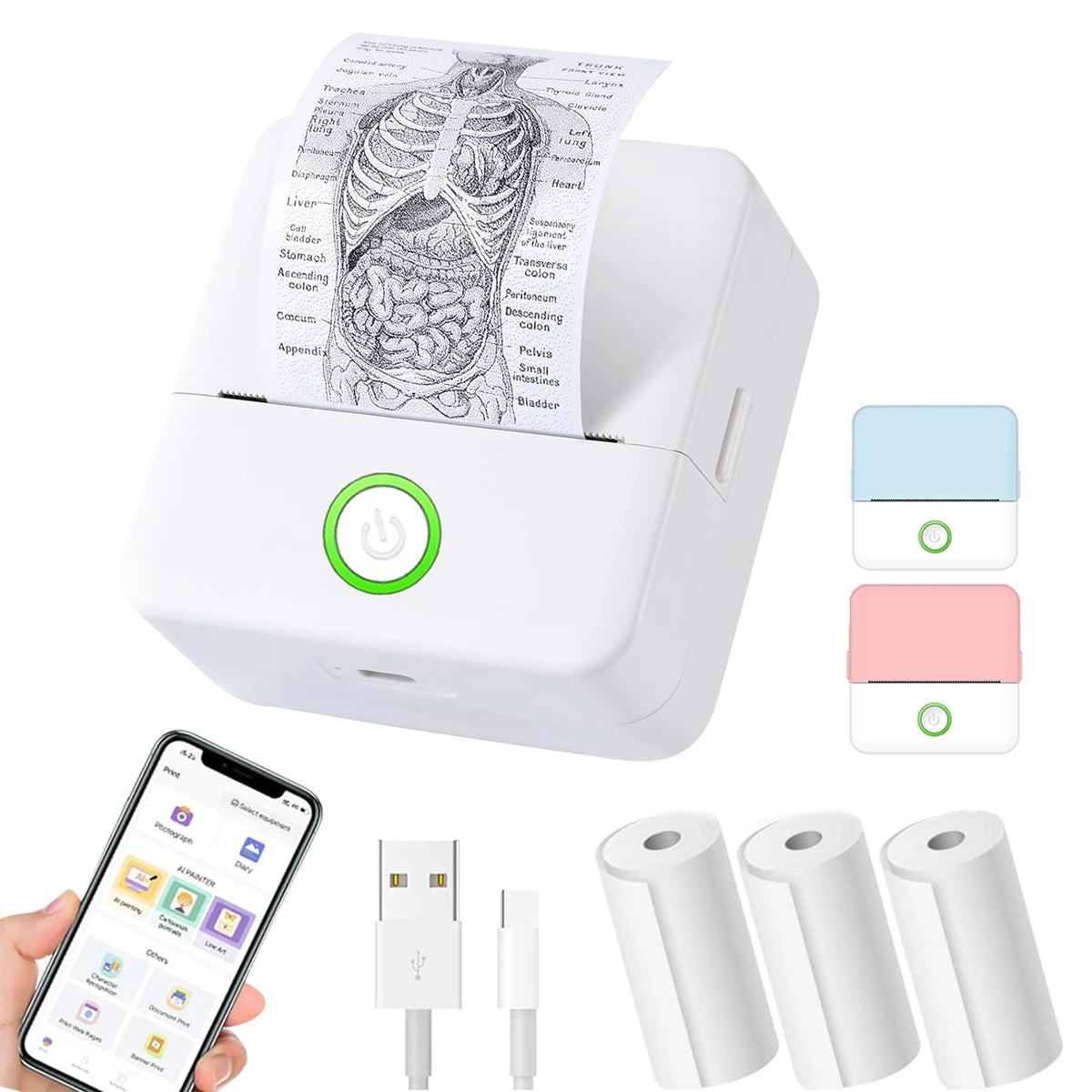 Portable Mini Thermal Printer | Inkless Bluetooth Sticker & Photo Prin ...