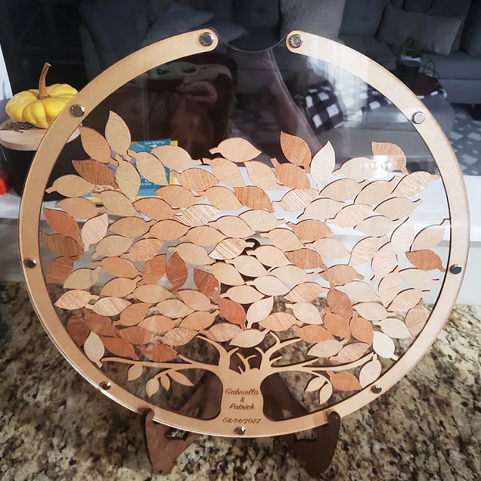 Creative Wedding Guest Book Ceremonial Registry | Wooden Leaf Sign-In ...
